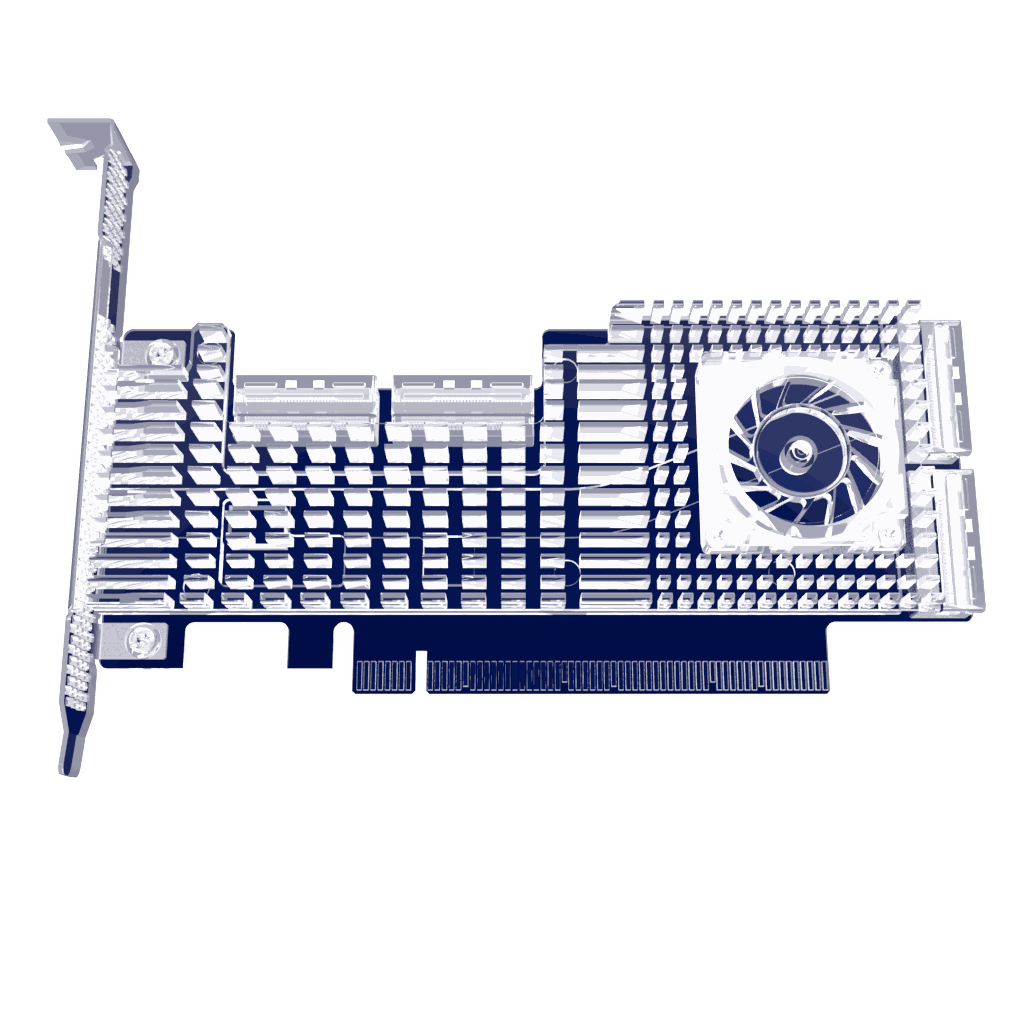 PCIe5.0 x16 to Internal 2*MCIO 8i Retimer NVMe Expansion Card (Montage ...